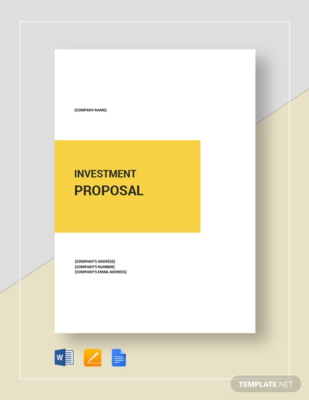 40+ Investment Proposal Templates in MS Word | PDF | Google Docs | Pages