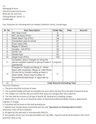  Plumbing Quotation Template Classles Democracy