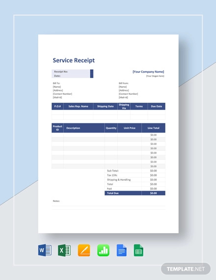 18+ Service Receipt Templates - DOC, PDF