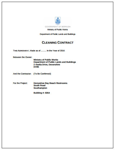 10 Cleaning Contract Templates Google Docs MS Word Pages