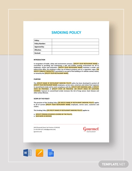 6+ Smoking Policy Templates - PDF, DOC