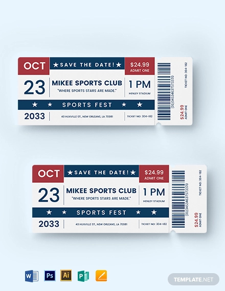 25 Sports Ticket Templates PSD AI Vector EPS