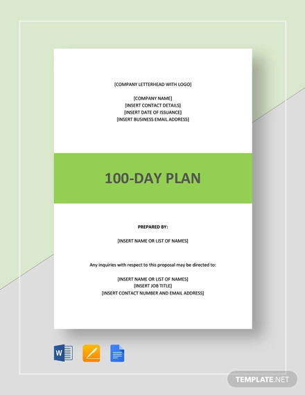 11 Sample 100 Day Plan Templates Download For PDF Word Docs Format