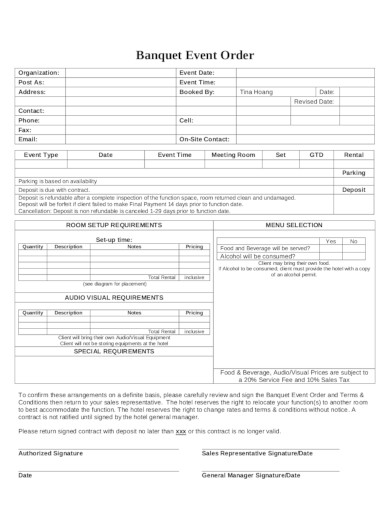 20+ Banquet Event Order Templates in PDF | DOC | XLS