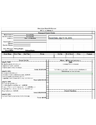  Banquet Event Order Template Excel Free