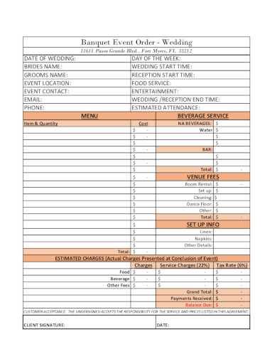 20+ Banquet Event Order Templates in PDF | DOC | XLS
