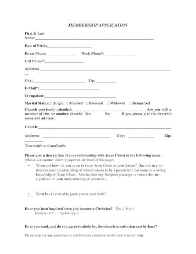 20+ Church Membership Form Templates in PDF | DOC