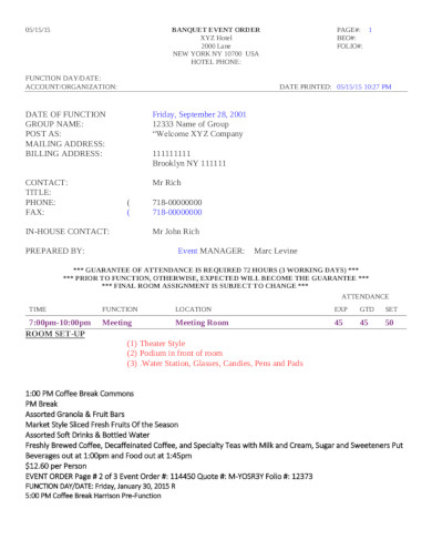 20+ Banquet Event Order Templates in PDF | DOC | XLS