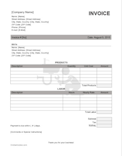 10+ Home Repair Invoice Templates - Word, Excel, Number, Pages, PDF