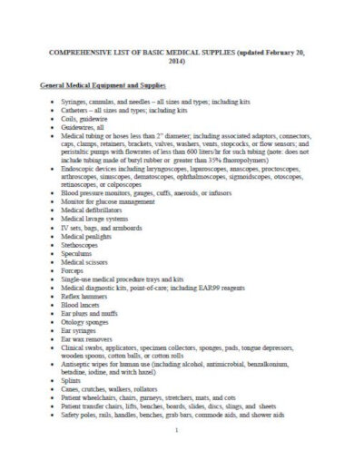7+ Medical Supply Inventory List Templates - Google Docs, Word, Pages ...