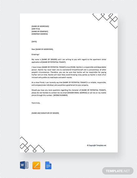 Rental Reference Letter Templates Google Docs MS Word Pages DOC Free Premium Templates