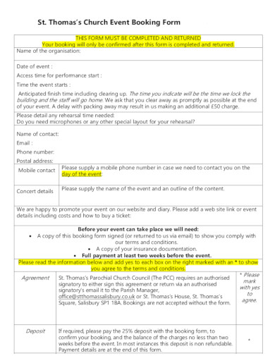 19+ Event Booking Form Templates in PDF | DOC