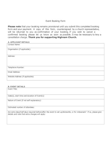 19+ Event Booking Form Templates in PDF | DOC