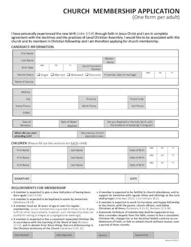 20+ Church Membership Form Templates in PDF | DOC