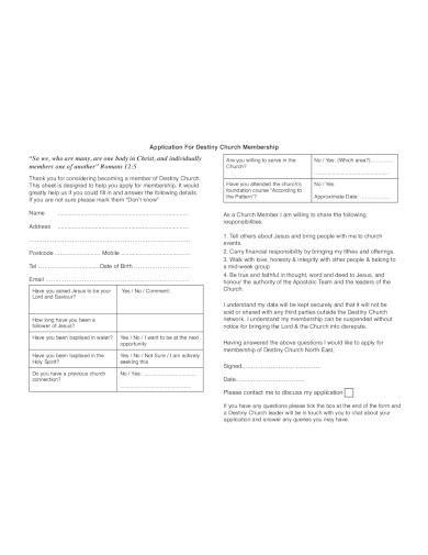 20+ Church Membership Form Templates in PDF | DOC