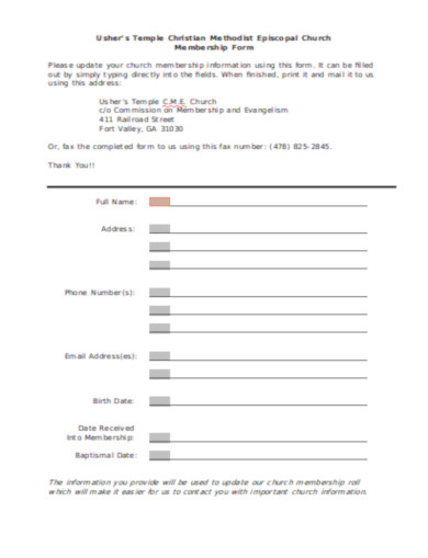 20+ Church Membership Form Templates in PDF | DOC