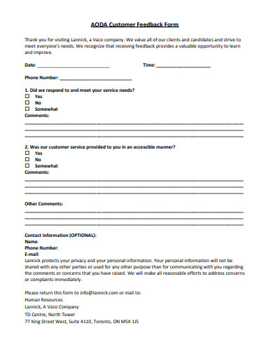 5 Company Feedback Form Templates In PDF