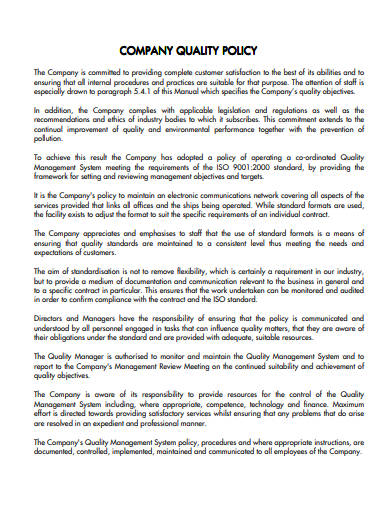 16+ Company Quality Policy Templates in PDF