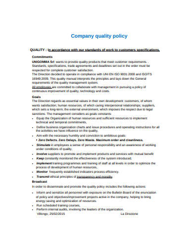 16+ Company Quality Policy Templates in PDF