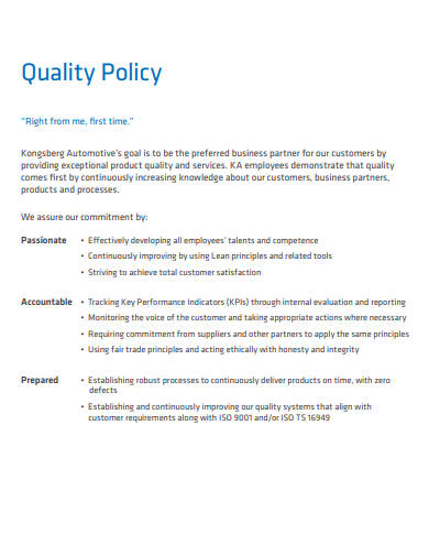 16+ Company Quality Policy Templates in PDF