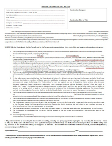 11+ Construction Release Form Templates - DOC, PDF