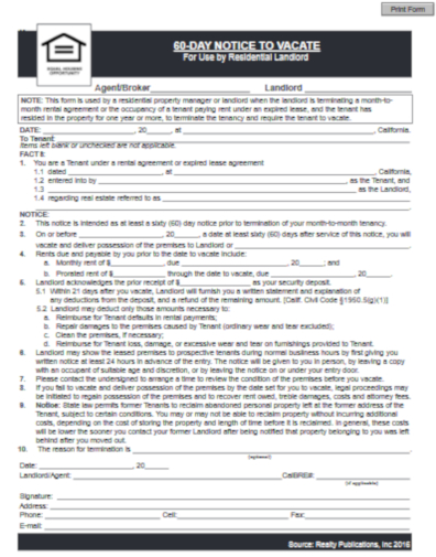 4 Tenant 60 Day Notice To Vacate Templates Google Docs Word Pages PDF Free Premium 