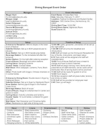 20 Banquet Event Order Templates In PDF DOC XLS