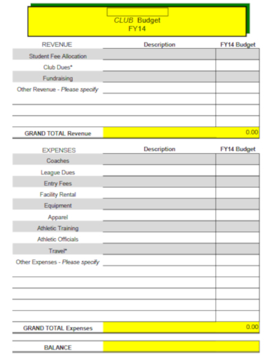 12+ Club Budget Templates - PDF