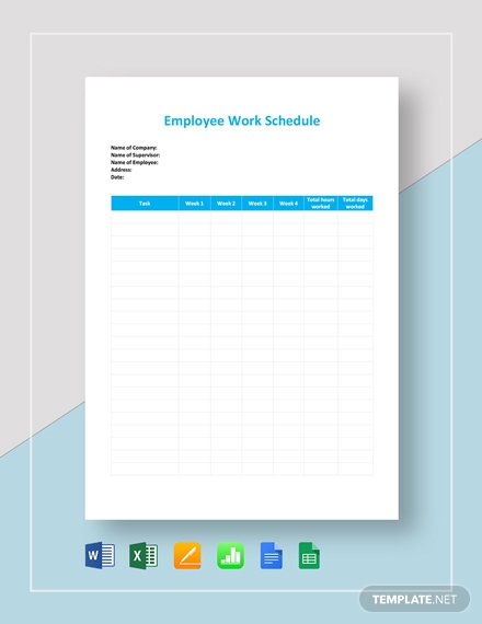 Work Schedule Template - 20+ Free Sample, Example Format Download