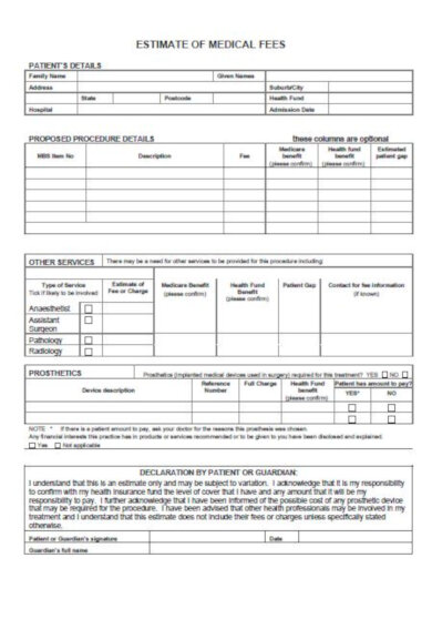 7+ Best Medical Estimate Templates - PDF