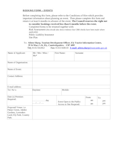 19+ Event Booking Form Templates in PDF | DOC