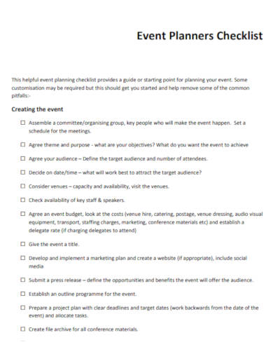 20+ Event Planning Checklist Templates in Google Docs | Word | Pages ...