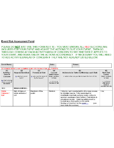 17+ Event Risk Assessment Templates in PDF | DOC