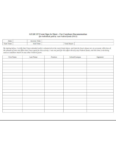 16+ Event Sign In Sheet Templates in Google Docs | Google Sheets | Word ...