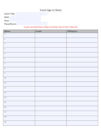 16+ Event Sign In Sheet Templates in Google Docs | Google Sheets | Word ...