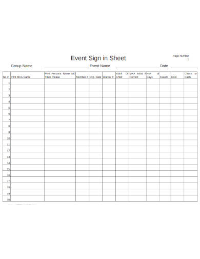 16+ Event Sign In Sheet Templates in Google Docs | Google Sheets | Word ...