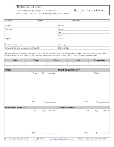 20 Banquet Event Order Templates In PDF DOC XLS