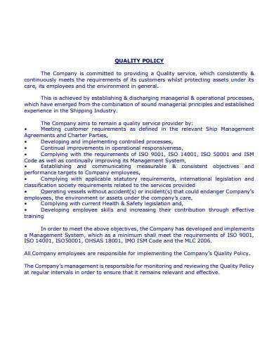 16+ Company Quality Policy Templates in PDF