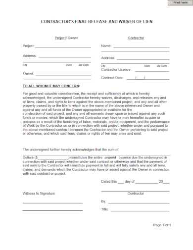 11+ Construction Release Form Templates - DOC, PDF