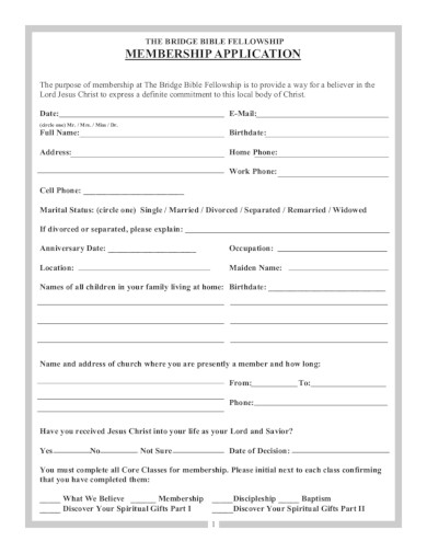 20+ Church Membership Form Templates in PDF | DOC