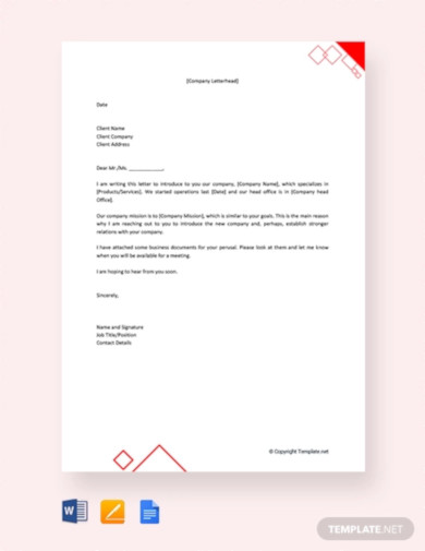 7+ Company Introduction Letter Templates in Google Docs | Word | Pages ...