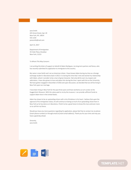 8+ Immigration Reference Letter Templates - MS Word, Google Docs, Pages ...