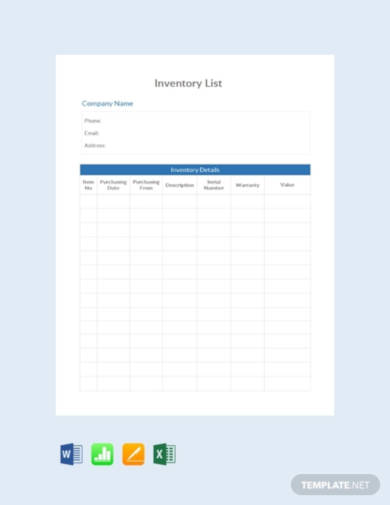 19+ Inventory List Templates in PDF | Word | Pages | XLS | Numbers
