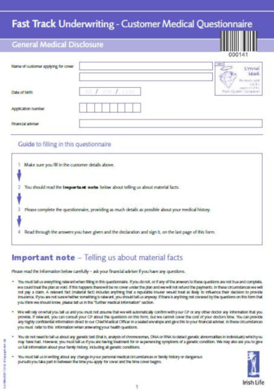 10+ Best Medical Questionnaire Templates - PDF