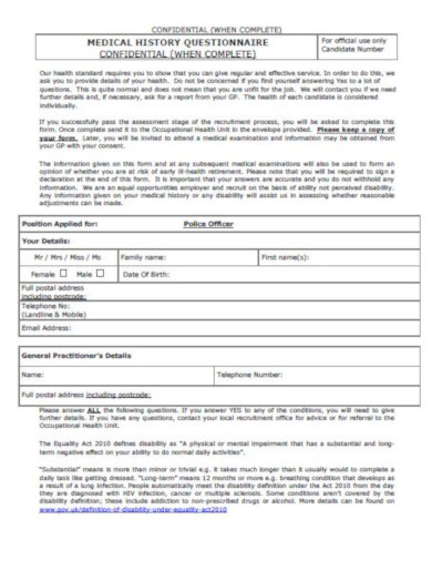 10+ Best Medical Questionnaire Templates - PDF | Free & Premium Templates