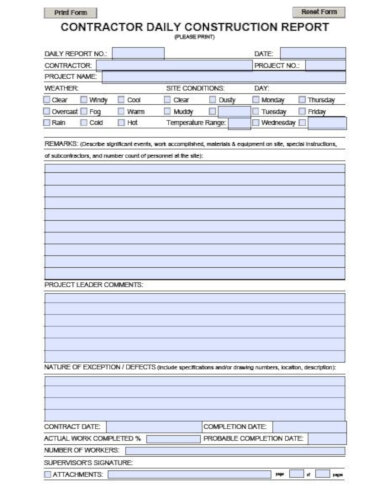 10 FREE Construction Daily Report Templates Google Docs Word Pages 