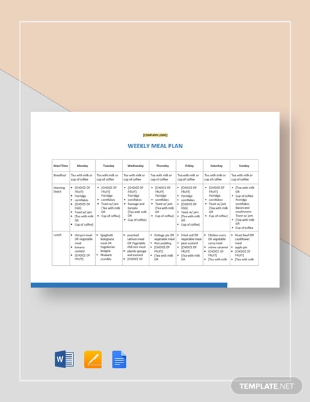 15+ Meal Planning Templates - Word, Excel, PDF