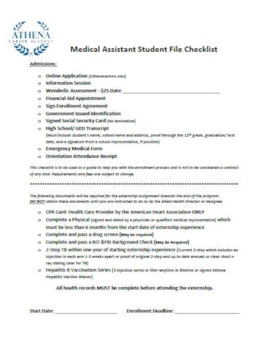 9+ Medical Assistant Checklist Templates - PDF
