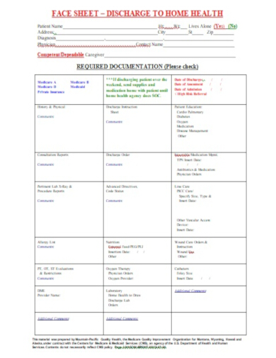 12+ Medical Face Sheet Templates - Word, Pages, PDF