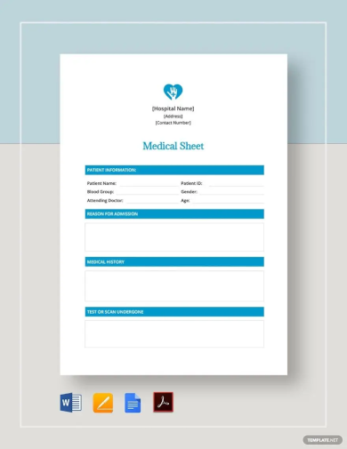 12+ Medical Face Sheet Templates - Word, Pages, PDF